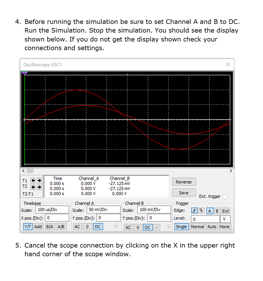 Solved Procedure #3-Using the Multisim oscilloscope to | Chegg.com