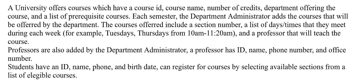 Solved A University offers courses which have a course id, | Chegg.com