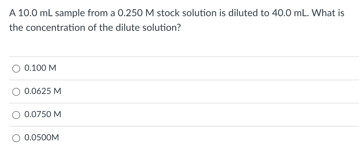 Solved A 10.0 mL sample has a 1.50M solute concentration. | Chegg.com