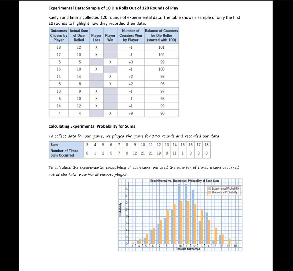 9.2 Analysing a Culminating Probability Project | Chegg.com