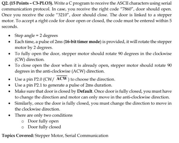 Solved Q2. (15 Points - C3-PLO3). Write a C program to | Chegg.com