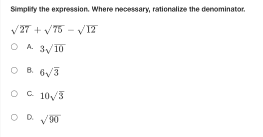 Solved Simplify the expression. Where necessary, rationalize | Chegg.com