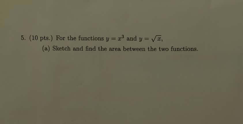 Solved 5. (10 pts.) For the functions y=x3 and y=x, (a) | Chegg.com