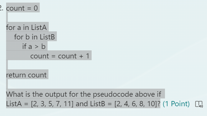 Solved What is the output for the pseudocode above ifListA | Chegg.com