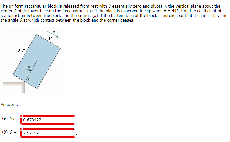 Solved The uniform rectangular block is released from | Chegg.com