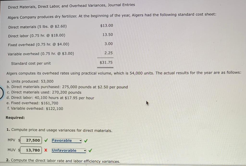 Solved Direct Materials, Direct Labor, and Overhead | Chegg.com