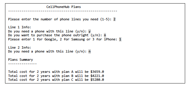 Solved CellphoneHub is cellphone plan comparison service | Chegg.com