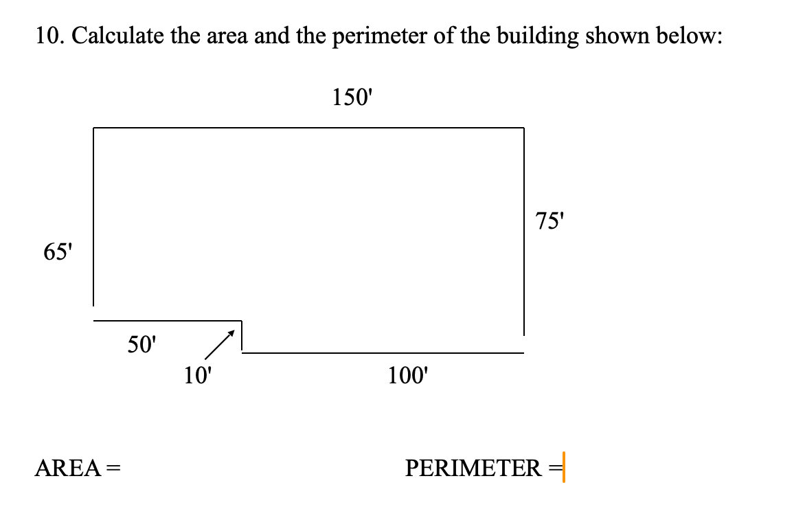 Solved Calculate the area and the perimeter of the building | Chegg.com