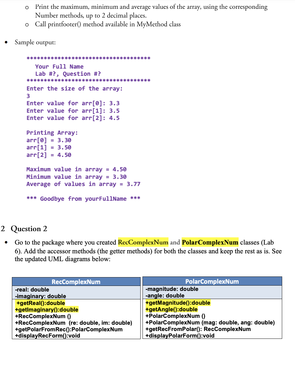 Solved . o 6.1 Question 1 Number Create a package named Qi. | Chegg.com