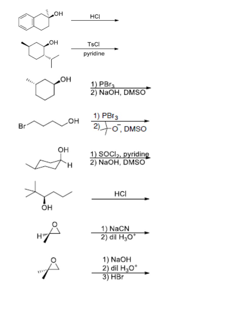 Solved OH HCI OH TsCI pyridine OH 1) PBrz 2) NaOH, DMSO OH | Chegg.com