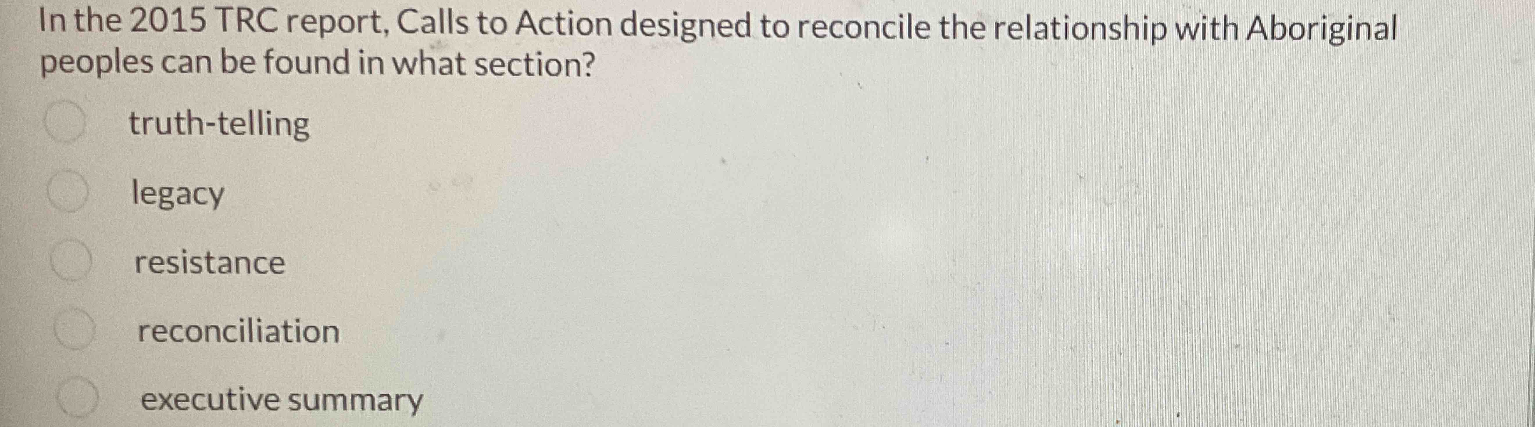 Solved In the 2015 ﻿TRC report, Calls to Action designed to | Chegg.com