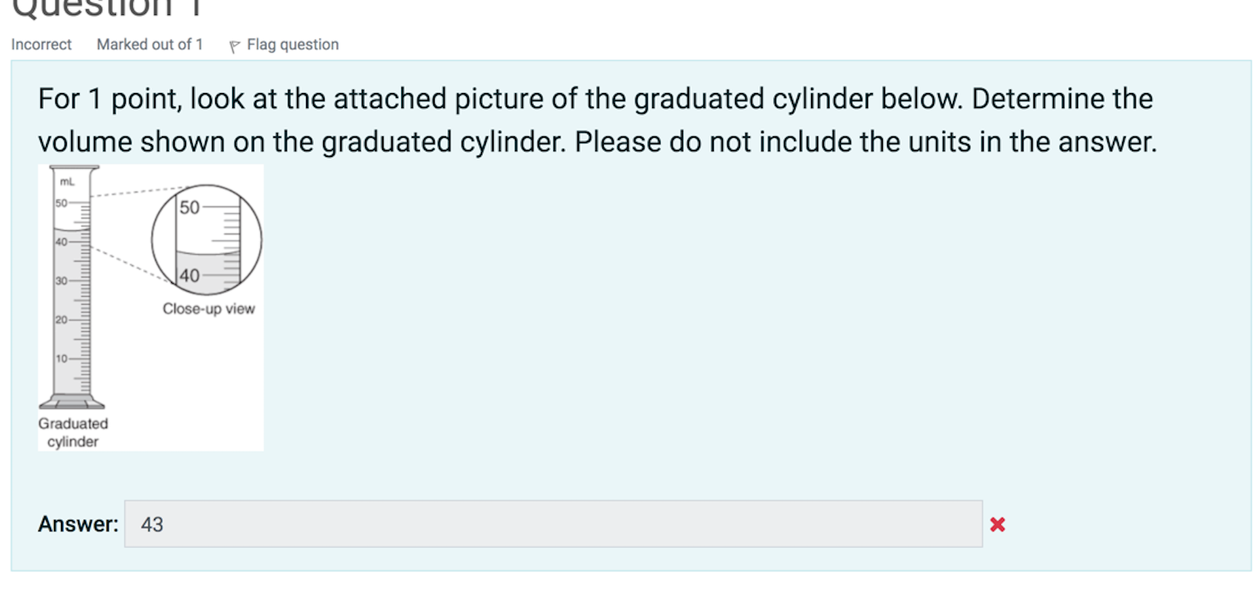 Solved Incorrect Marked out of 1 P Flag question For 1 | Chegg.com