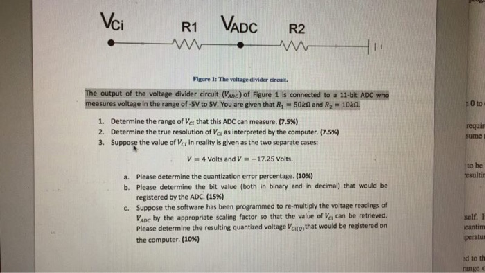 Solved The output of the voltage divider circuit (VADC) of | Chegg.com