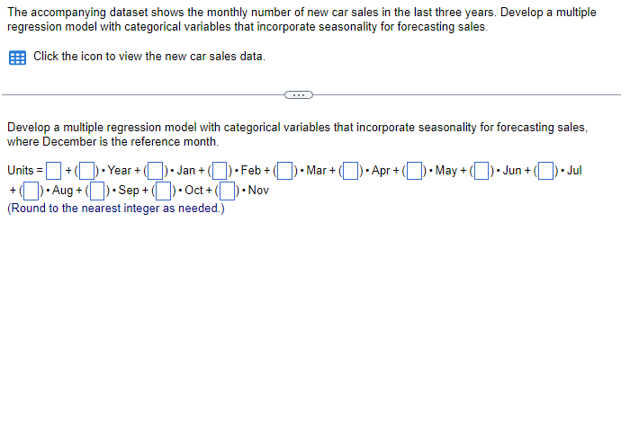 Solved The accompanying dataset shows the monthly number of | Chegg.com