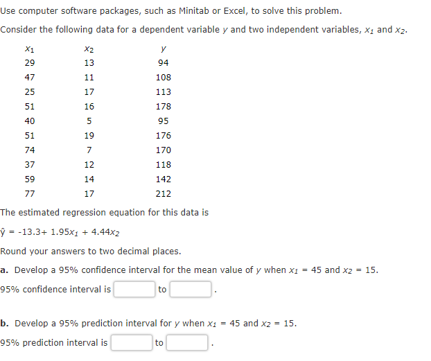 Solved Use computer software packages, such as Minitab or | Chegg.com