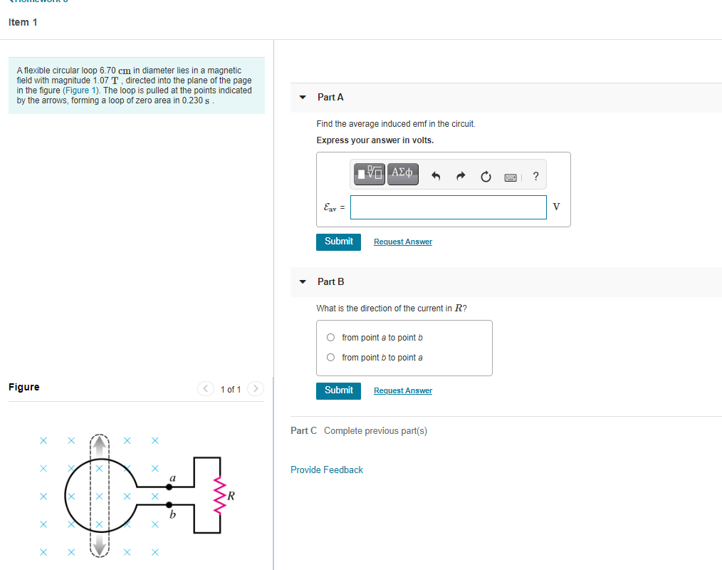 Solved Item 1 A flexible circular loop 6.70 cm in diameter | Chegg.com