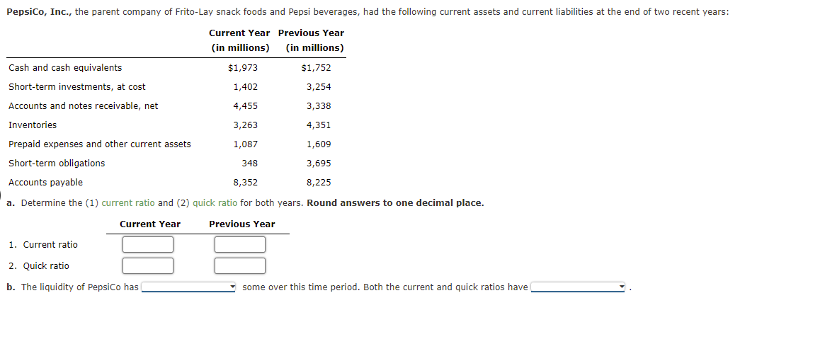 Solved PepsiCo, Inc., the parent company of Frito-Lay snack | Chegg.com