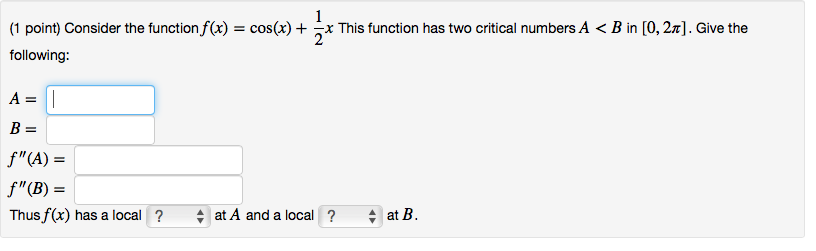 Solved (1 point) Consider the functionf(x) = cos(x) + | Chegg.com