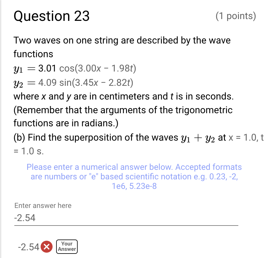 Solved Question 23 (1 points) - Two waves on one string are | Chegg.com