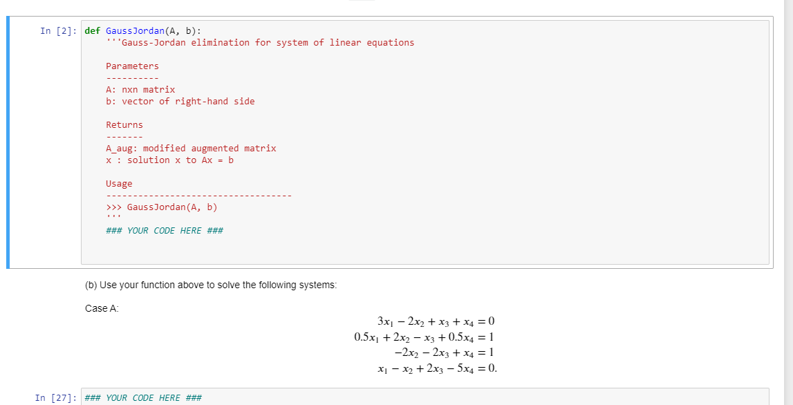 Solved Gaussian elimination is one way to calculate the | Chegg.com