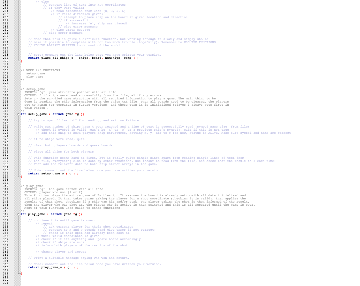 Solved Battleships in C Code - Please help code the blow | Chegg.com