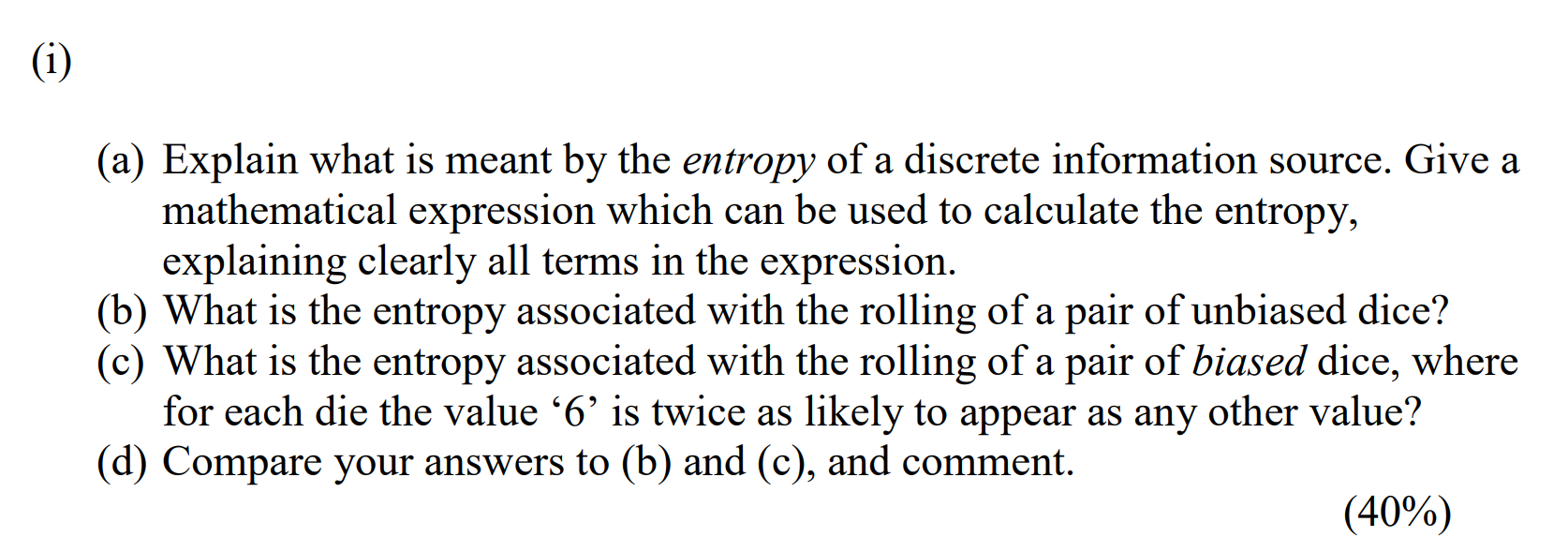 Solved (a) Explain what is meant by the entropy of a | Chegg.com
