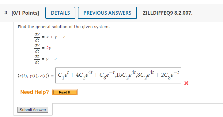 Solved 3. [0/1 Points) DETAILS PREVIOUS ANSWERS ZILLDIFFEQ9 | Chegg.com