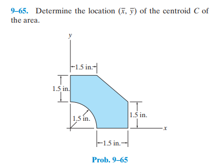 Solved 9-65. Determine the location (xˉ,yˉ) of the centroid | Chegg.com