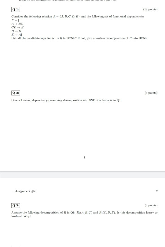 Solved Q1: (14 points) Consider the following relation R= | Chegg.com