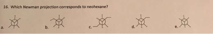 Solved 16. Which Newman projection corresponds to neohexane? | Chegg.com