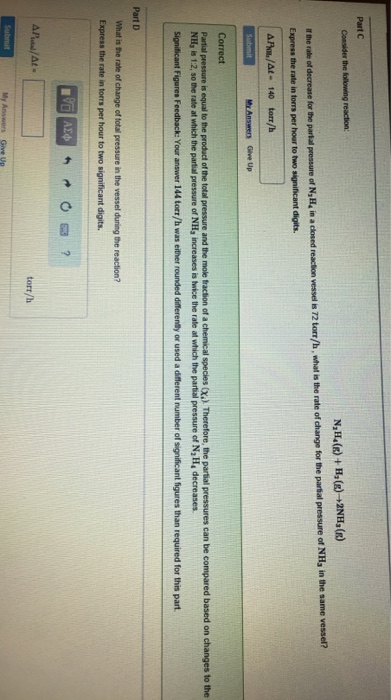 Solved What is the rate of change of total pressure in the | Chegg.com