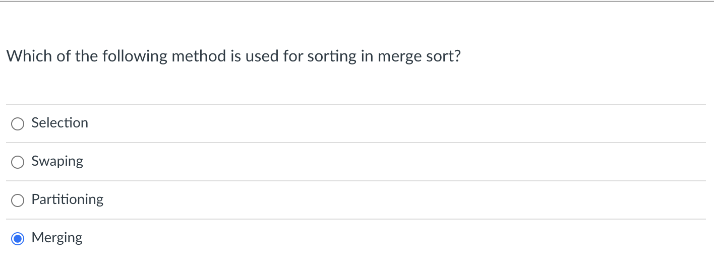 Solved Which Of The Following Method Is Used For Sorting In