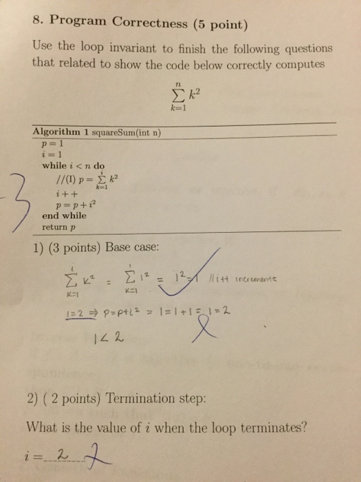 Solved 8. Program Correctness (5 point) Uise the loop invar | Chegg.com