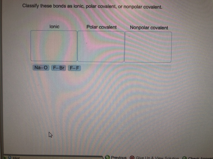 Solved Classify these bonds as ionic, polar covalent, or | Chegg.com