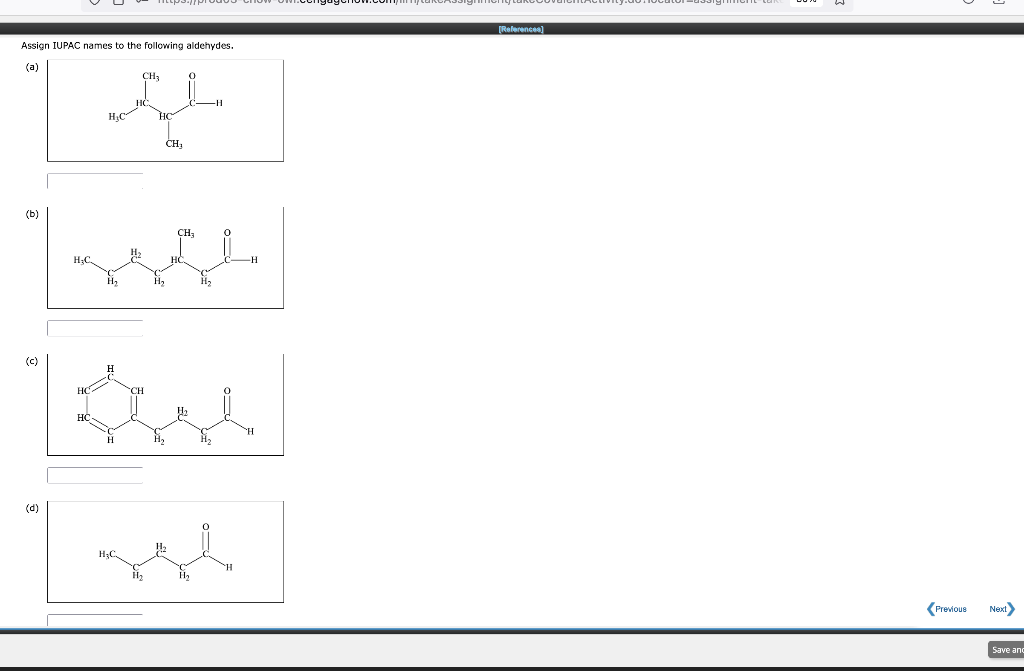 Solved Assign IUPAC names to the following aldehydes. | Chegg.com