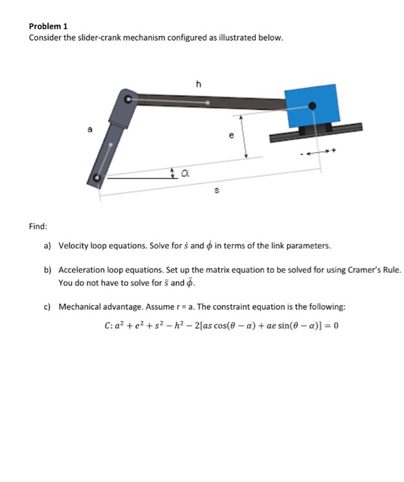 Solved Problem1 Consider the slider-crank mechanism | Chegg.com