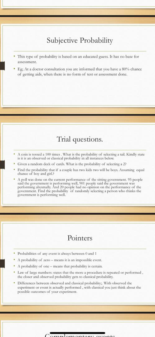 Solved Subjective Probability • This type of probability is | Chegg.com