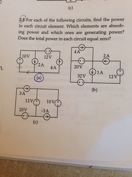 Solved For each of the following circuits, find the power in | Chegg.com
