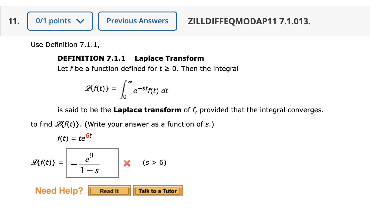 Solved 0/1 points v Previous Answers ZILLDIFFEQMODAP11 | Chegg.com
