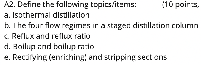 Solved A2. Define the following topics/items: (10 points, a. | Chegg.com