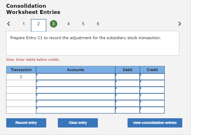 Solved Consolidation Worksheet Entries | Chegg.com