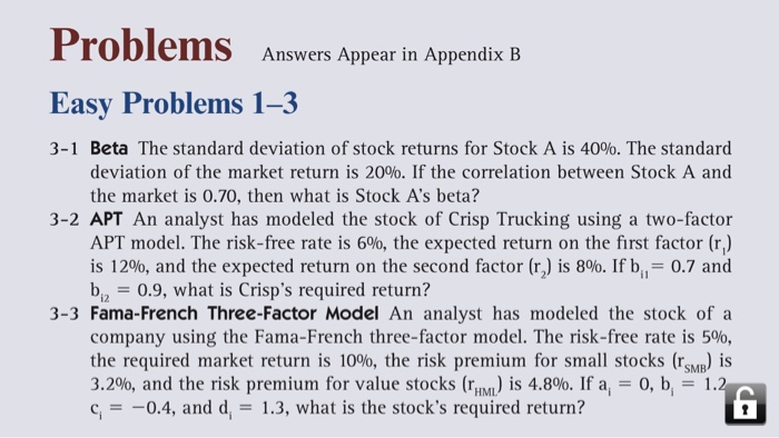 Solved Beta The standard deviation of stock returns for | Chegg.com