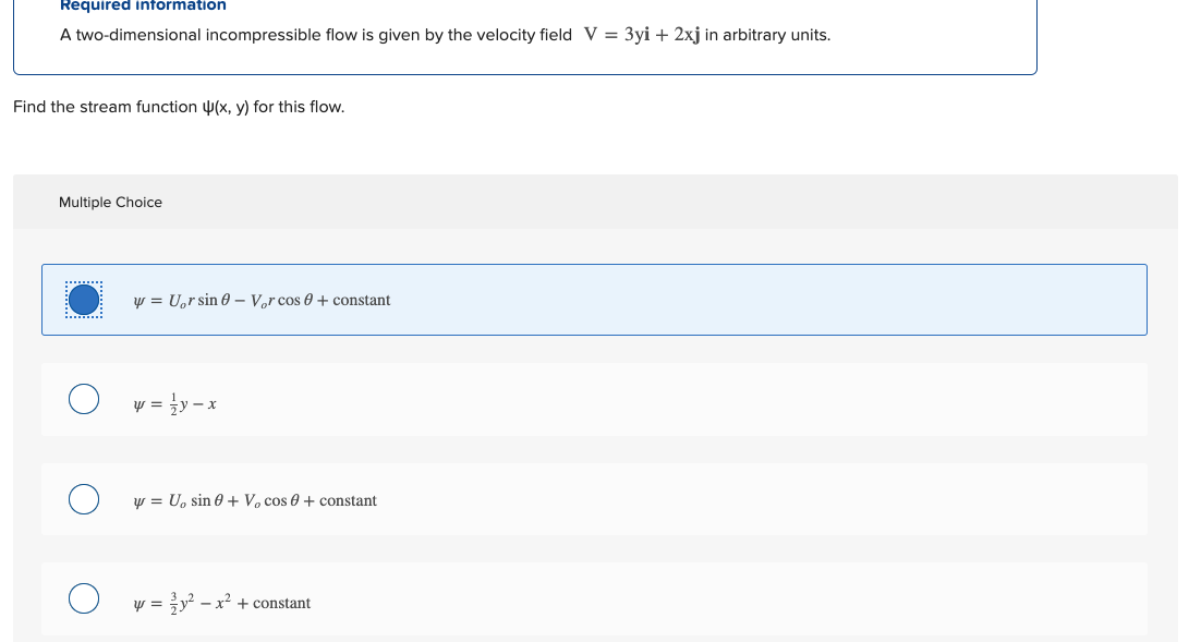 Solved A two-dimensional incompressible flow is given by the | Chegg.com