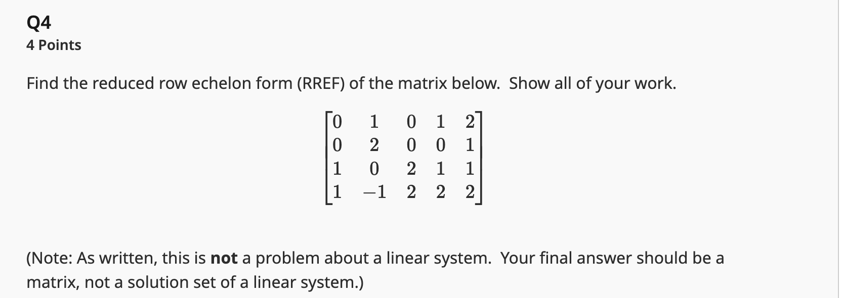 Solved Q44 ﻿PointsFind the reduced row echelon form | Chegg.com