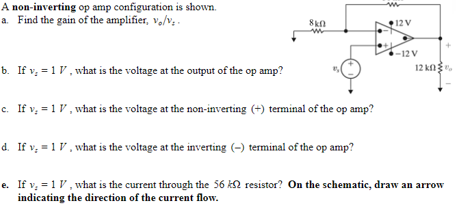 Solved A non-inverting op amp configuration is shown. a. | Chegg.com
