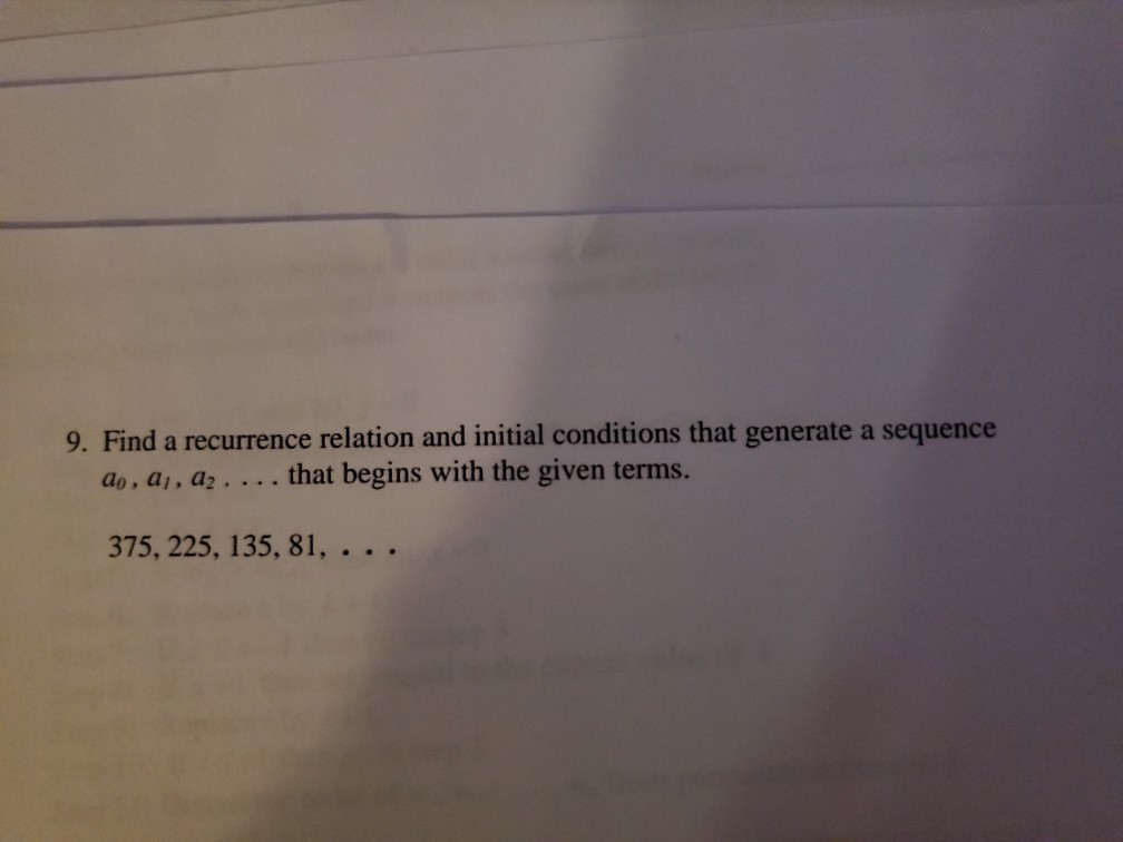 Solved 9. Find a recurrence relation and initial conditions | Chegg.com