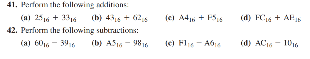 Solved 41. Perform the following additions: (a) 2516+3316 | Chegg.com