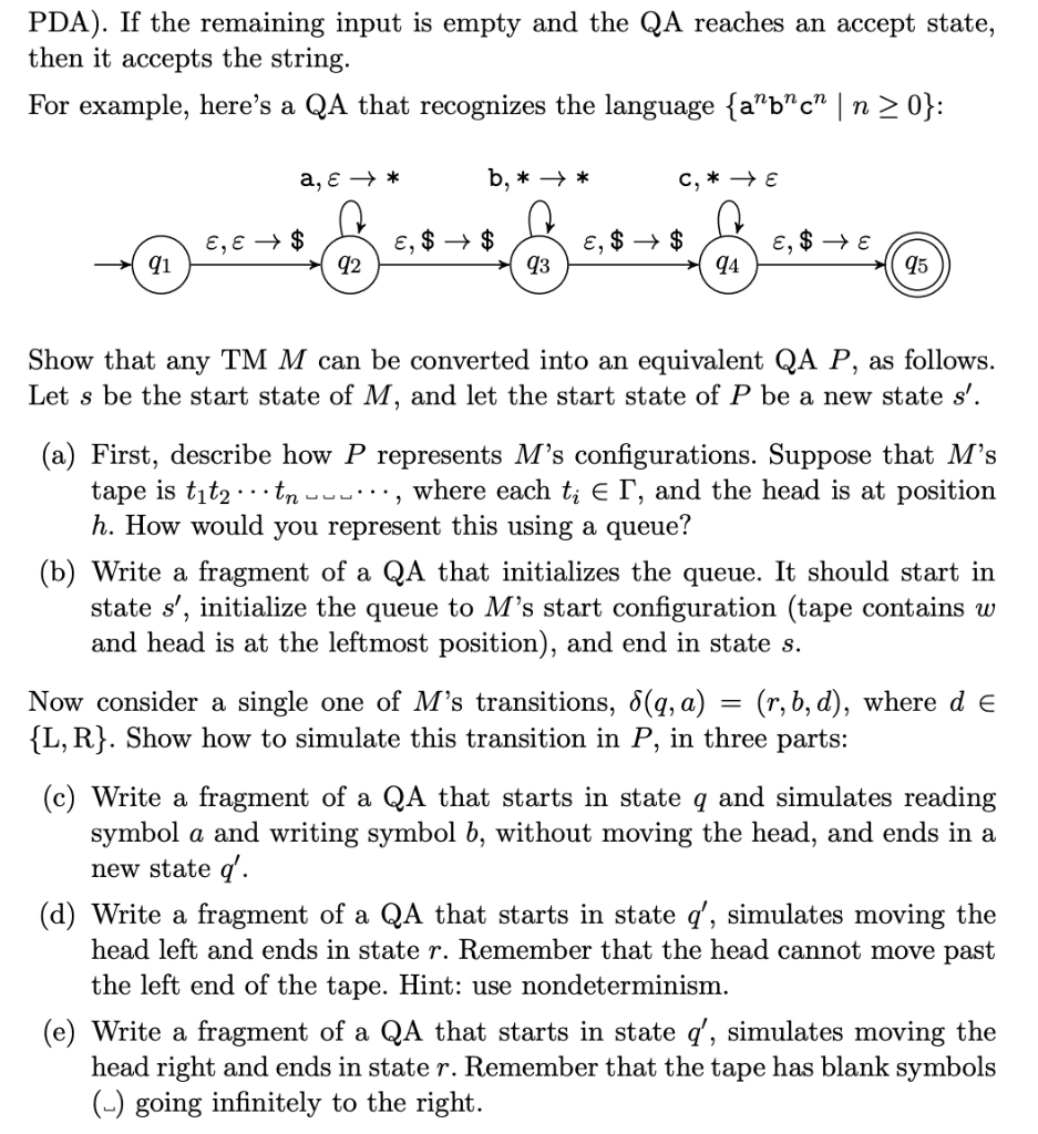 Solved 2 Queue Automata A Queue Automaton Qa Is Like A 