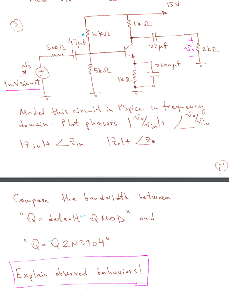Solved Model this circmit in PSpice in frequency domain. | Chegg.com