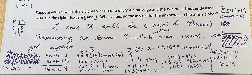 The two most common letters in a ciphertext, that was | Chegg.com